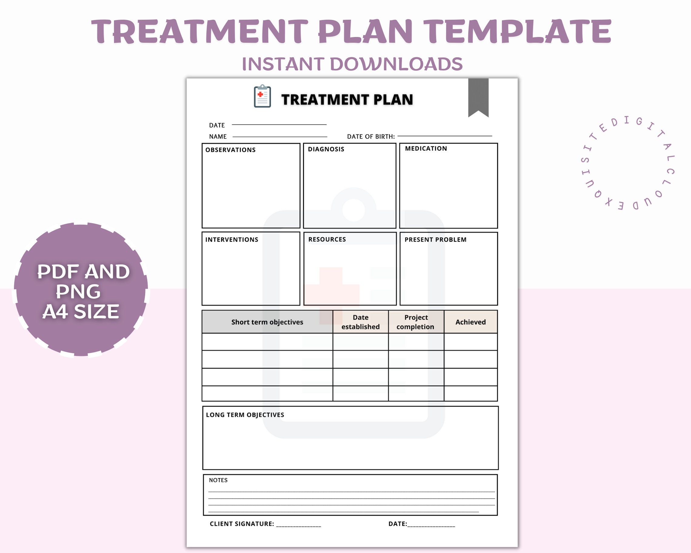 Behandlungsplan Behandlungsplan Vorlage Therapeuten - Etsy Österreich