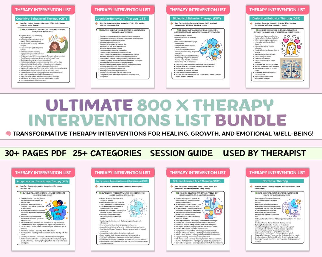 800+ Therapy Intervention Guide: CBT, DBT, and More (digital Download ...