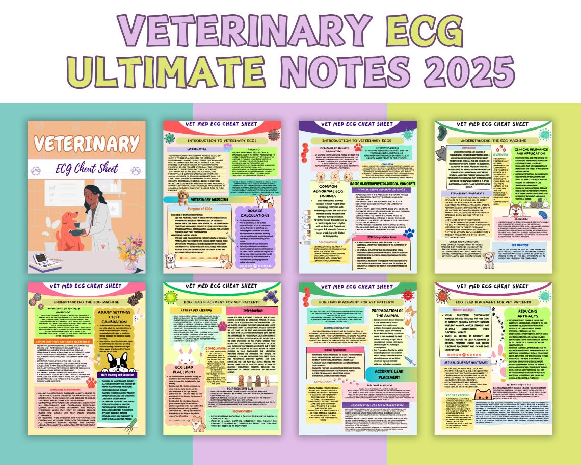 Veterinary ECG Cheat Sheets Bundle: Vet Tech Guide (digital Download ...