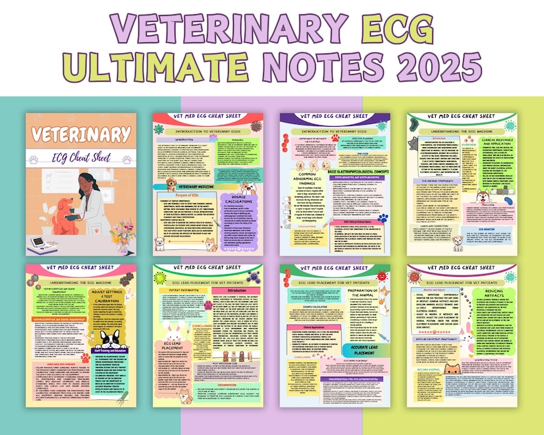 ADVANCE Vet Med ECG Cheat Sheets Bundle, Vet Nurse ECG Guide, Vet Tech ...