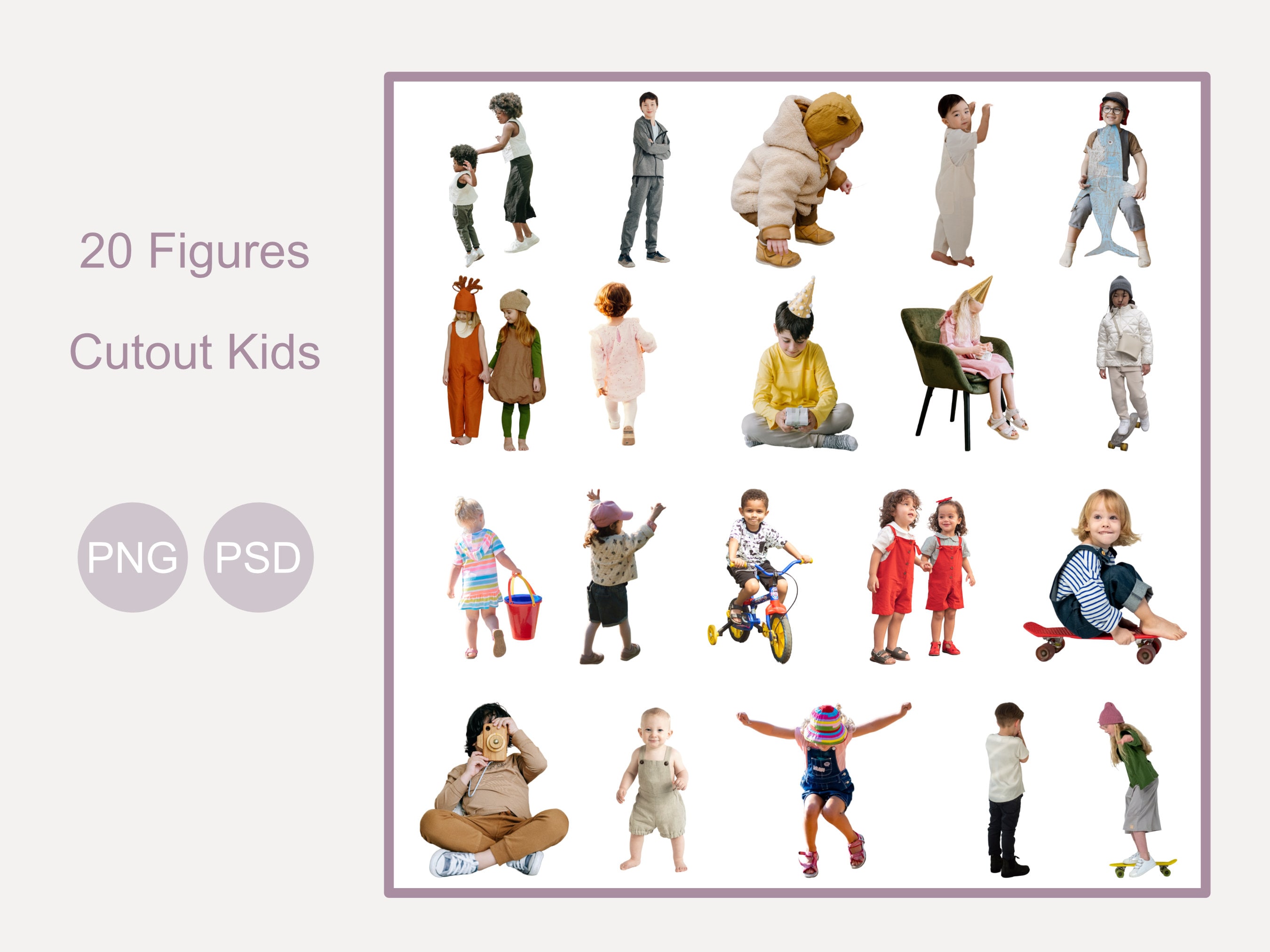 Cutout Realistic Kids Version 2 20 Pack Photoshop Kids Instant Download ...