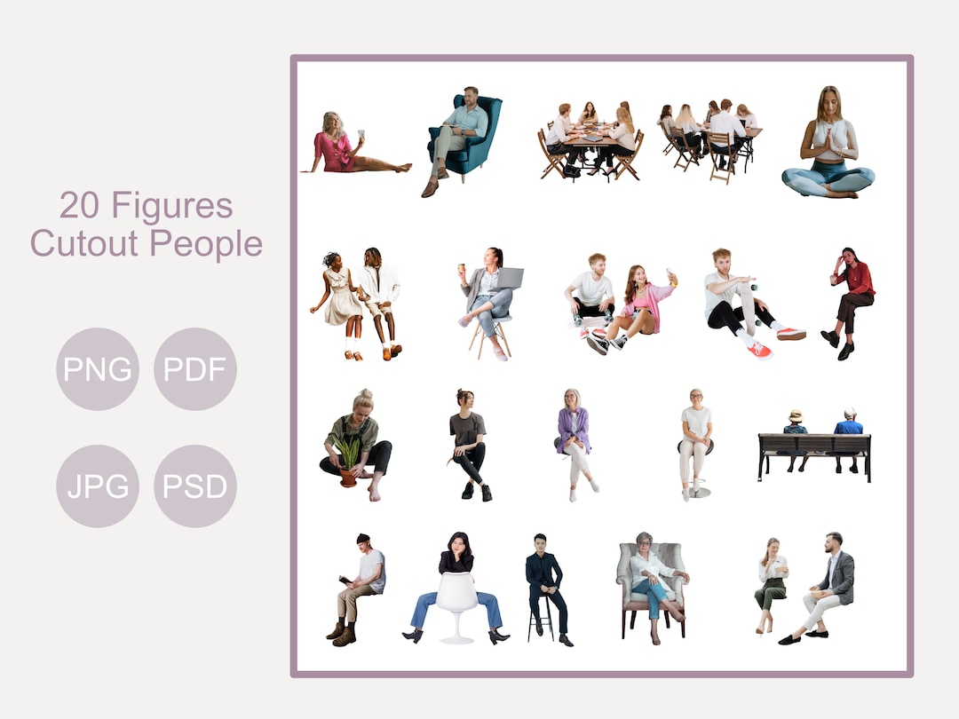 Cutout Realistic People Sitting Version 8 20 Pack Photoshop People ...