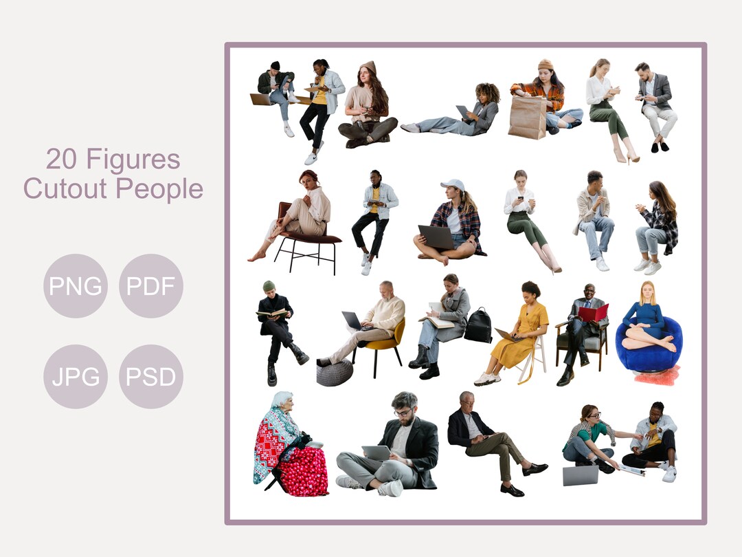 Cutout Realistic People Sitting Version 4 20 Pack Photoshop - Etsy