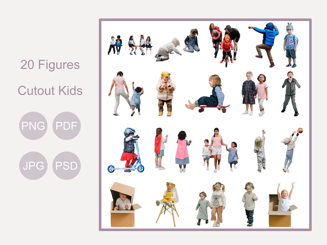 Cutout Realistic Kids Version 1 20 Pack Realistic Kids - Etsy