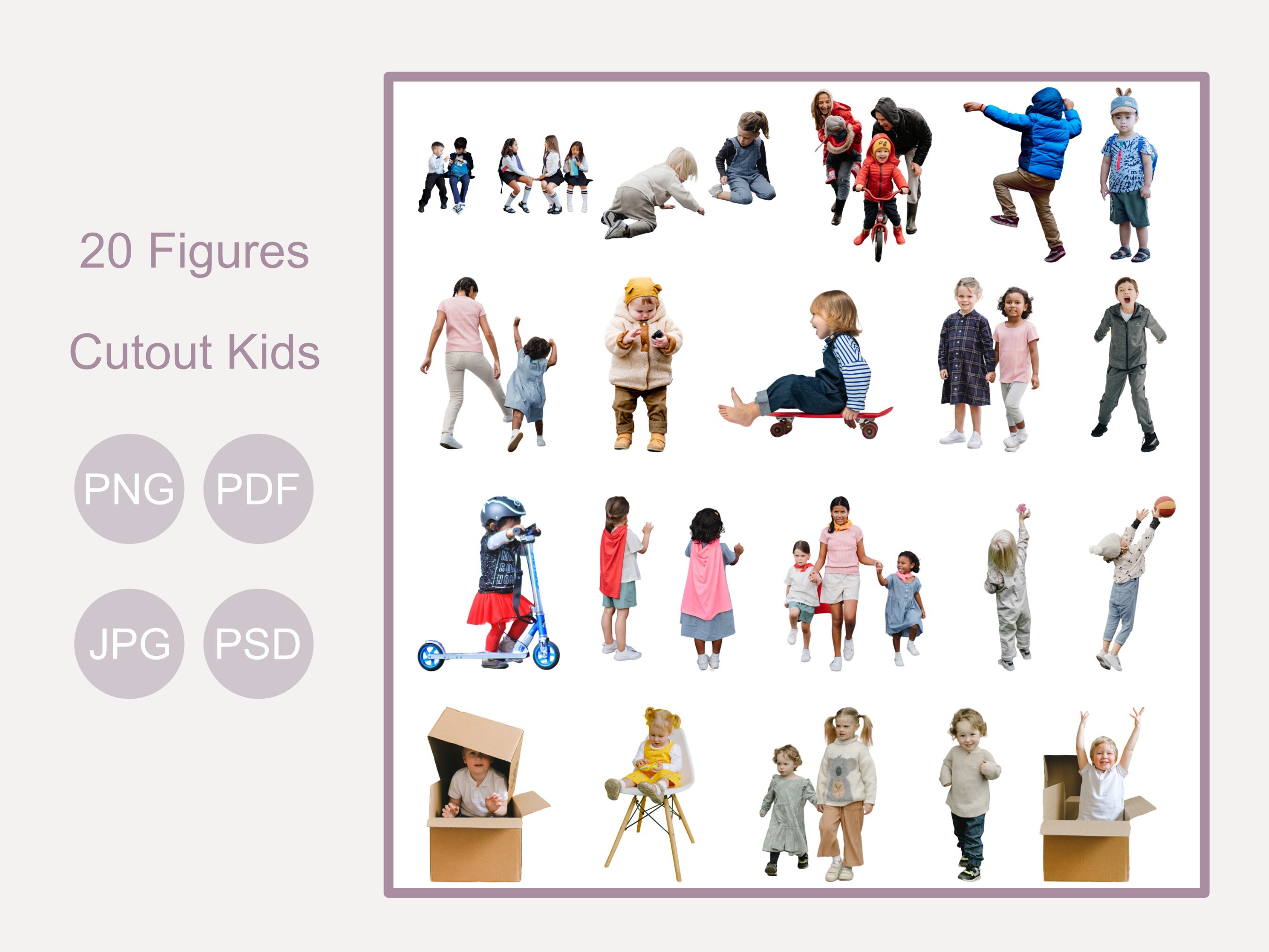 Cutout Realistic Kids Version 1 20 Pack Realistic Kids - Etsy