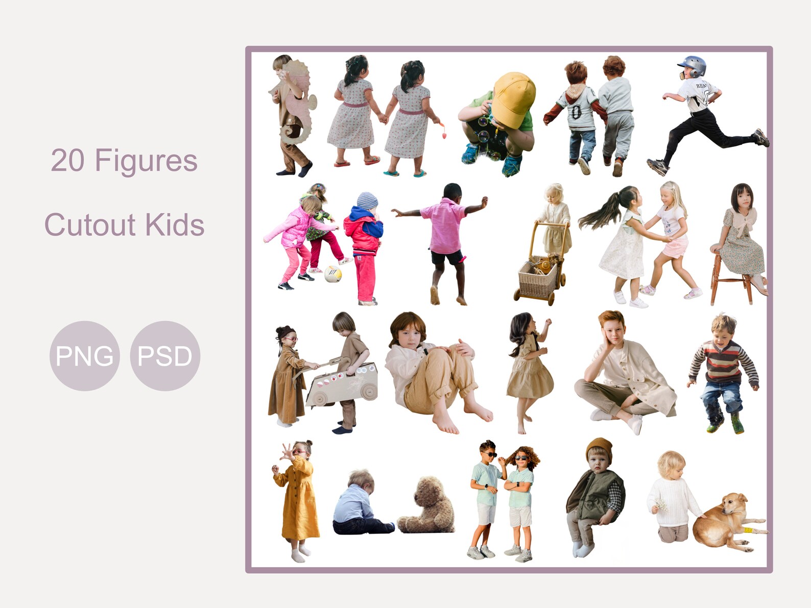 Cutout Realistic Kids Version 4 20 Pack Photoshop Kids Instant Download ...