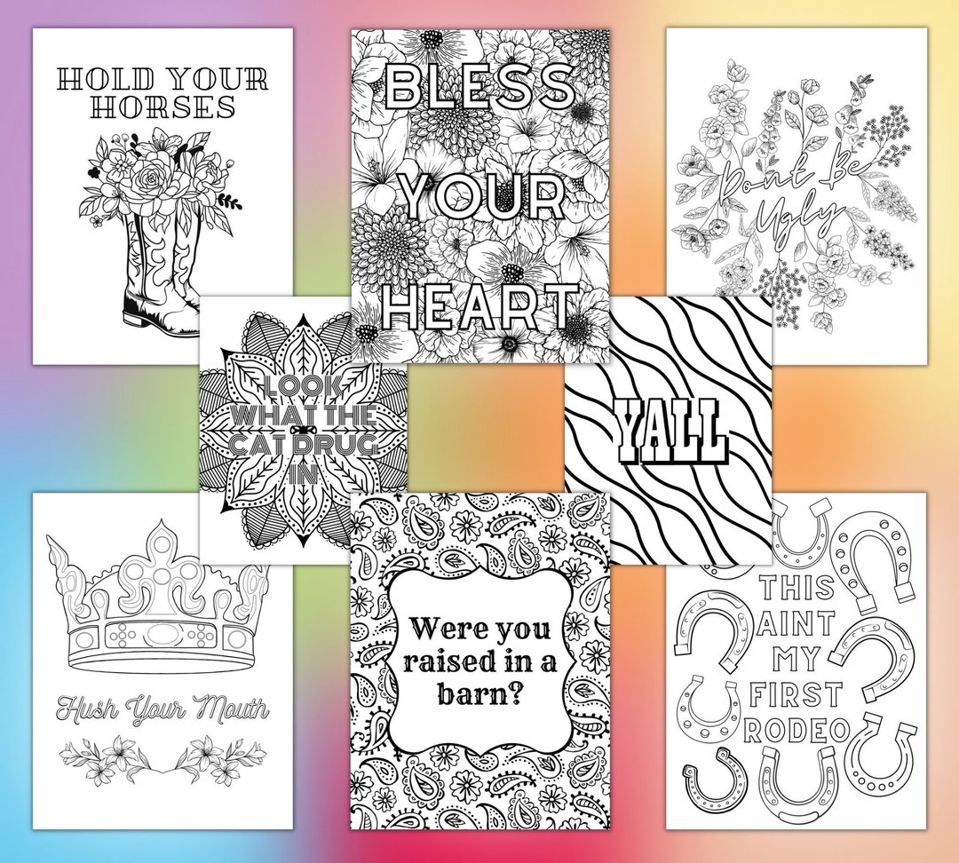 8 Adult Coloring Pages Funny Southern Phrases - Etsy