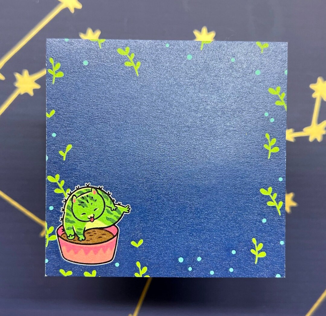 STICKY NOTES: Cactus Cat Sticky Pad - Etsy
