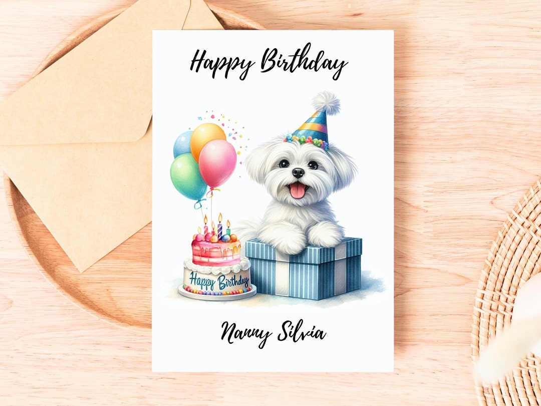 Personalised Maltese Happy Birthday Greeting Card - Etsy UK