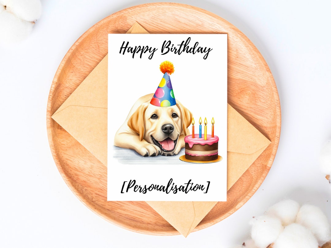 Personalised Golden / Yellow Labrador Retriever Happy Birthday Greeting ...