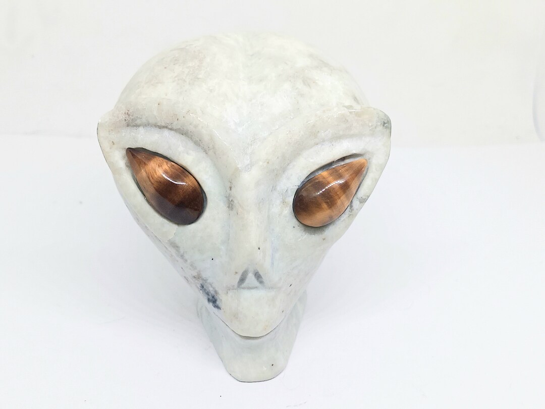 551g Jade Crystal Alien Head With Tiger Eye Eyes - Etsy