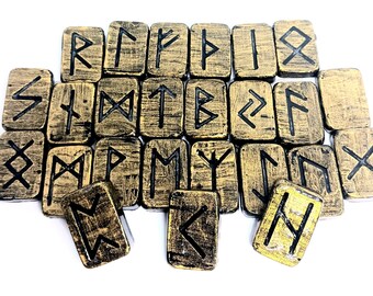 Buffalo Bone Runes Bone Rune Stones Set Set of 25 Water Buffalo Bone ...