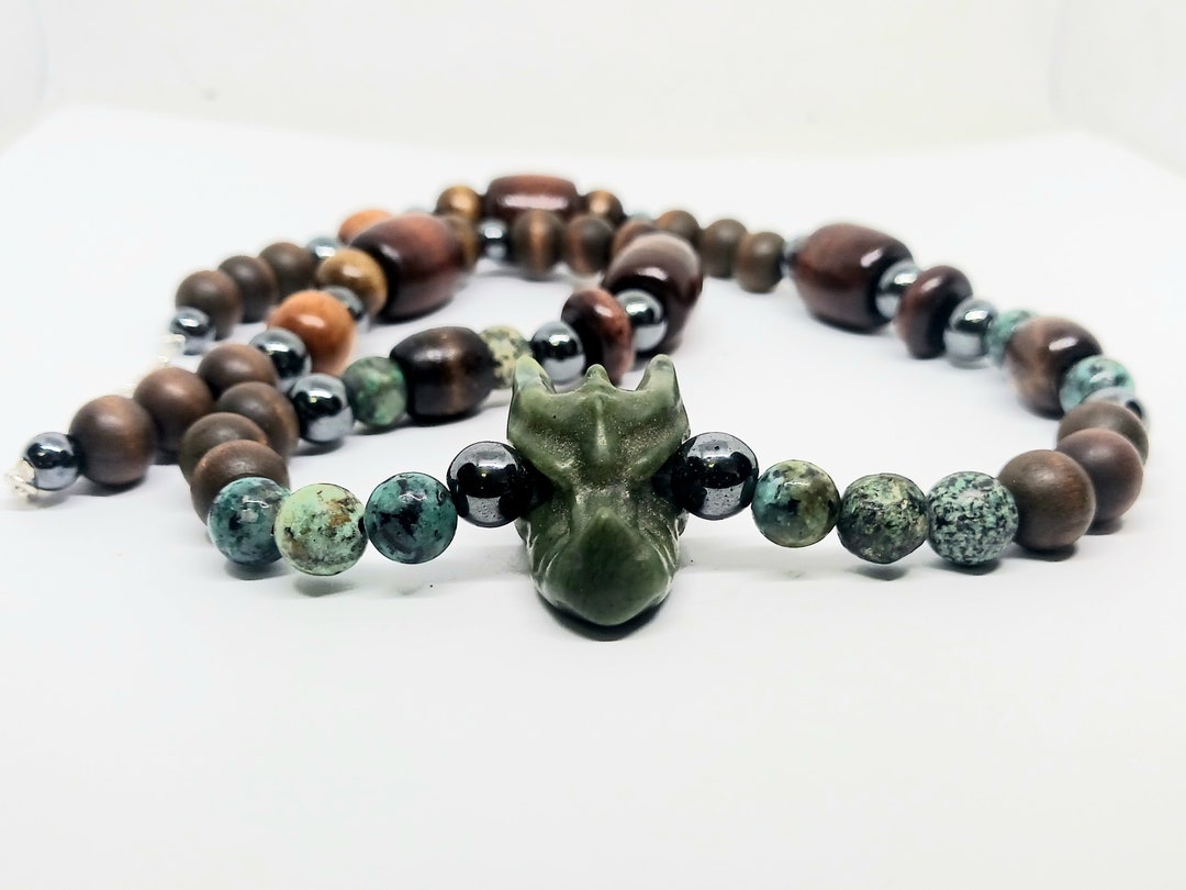 Jade Crystal Dragon Head Necklace - Etsy