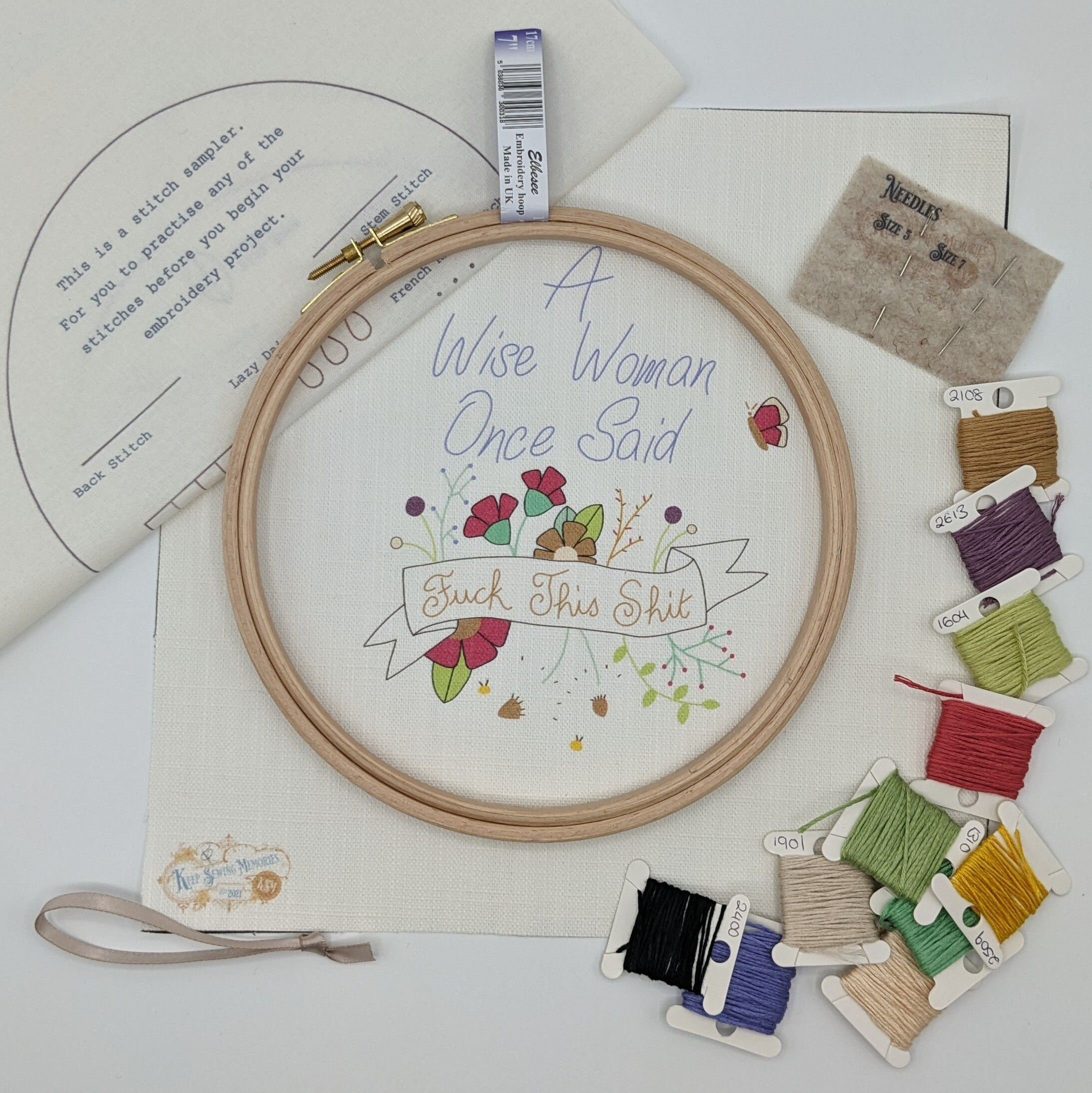 Hand Embroidery Kit- A Wise Woman Once Said 'fuck This Shit'. Sassy ...
