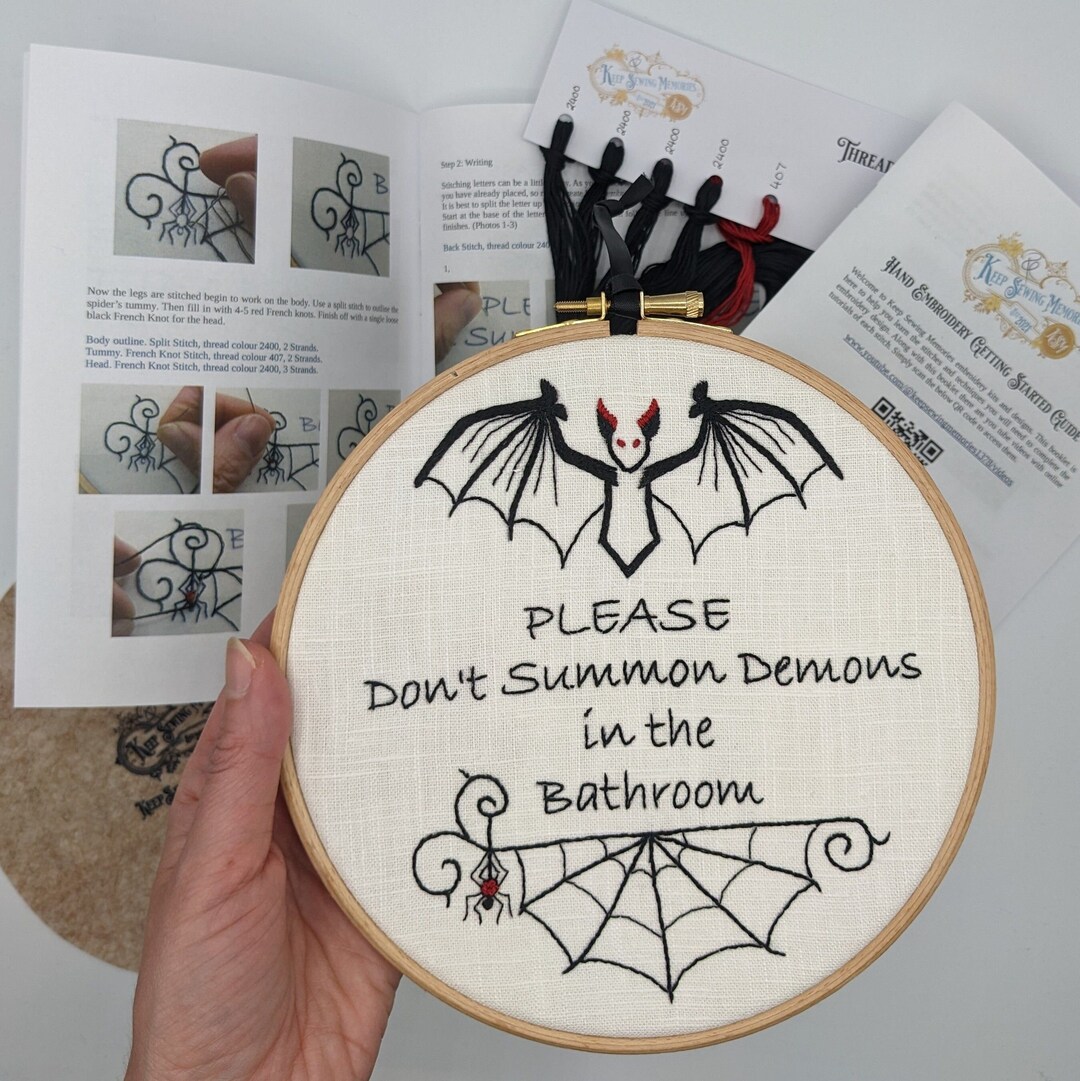 Hand Embroidery Kit Please Don't Summon Demons in the - Etsy