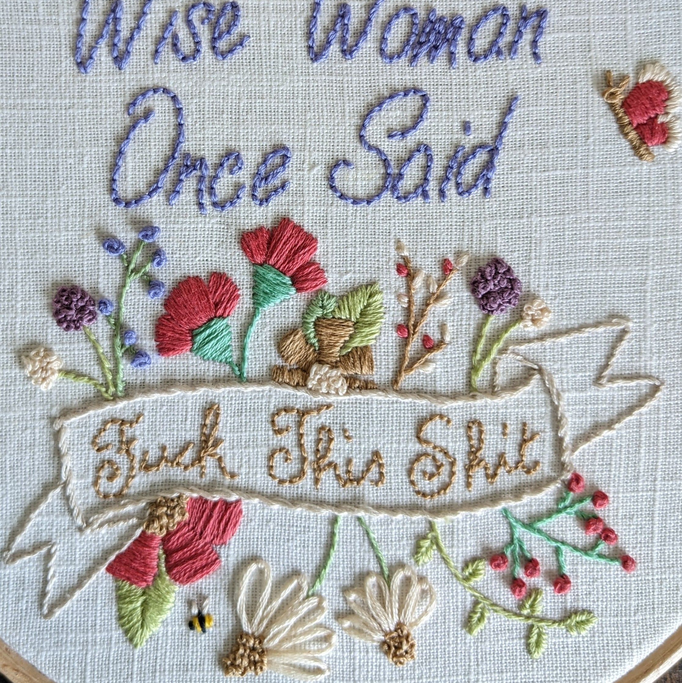 Hand Embroidery Kit- A Wise Woman Once Said 'fuck This Shit'. Sassy ...