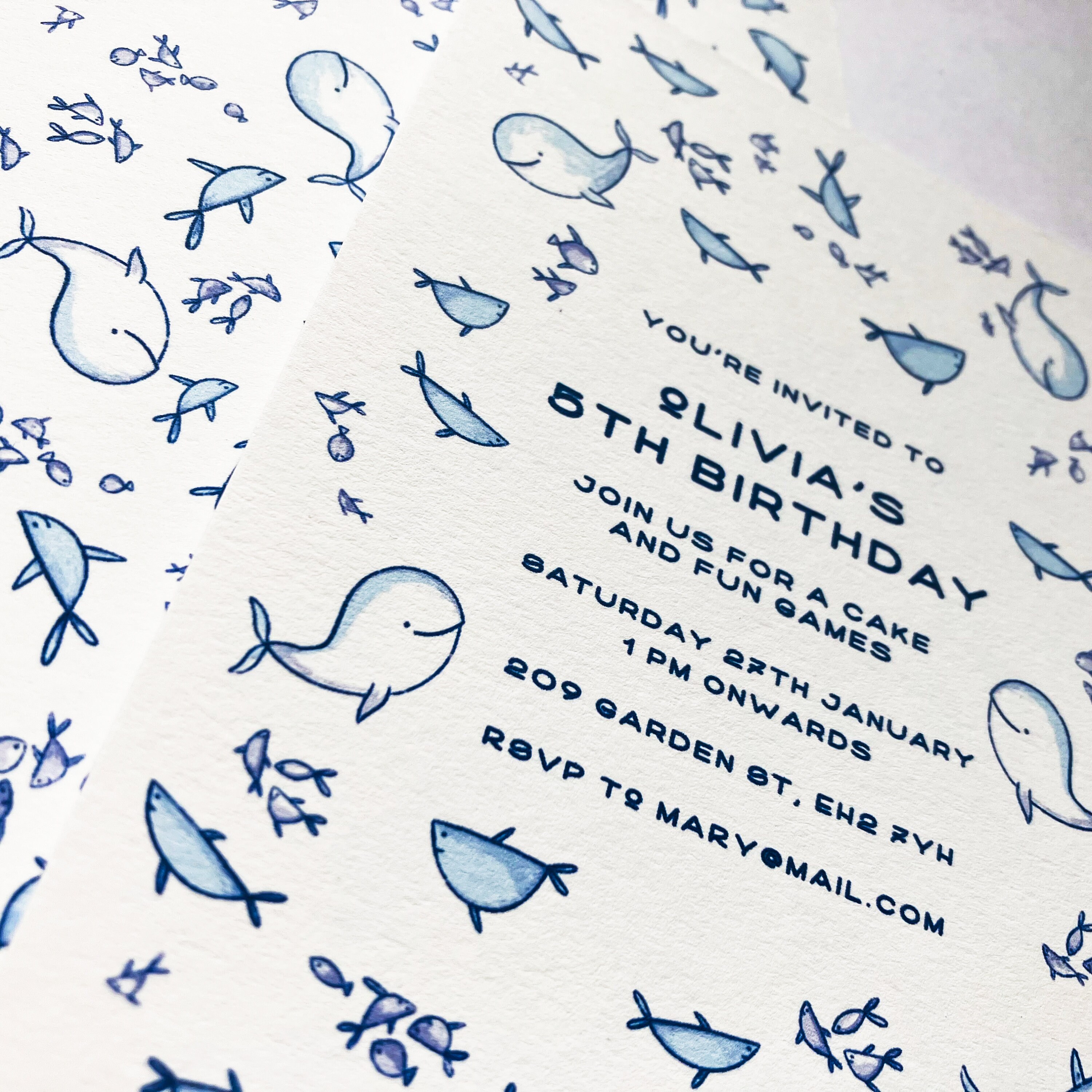 Personalised Birthday Party Invitation Pack Ocean Life, Hand-drawn Cute ...