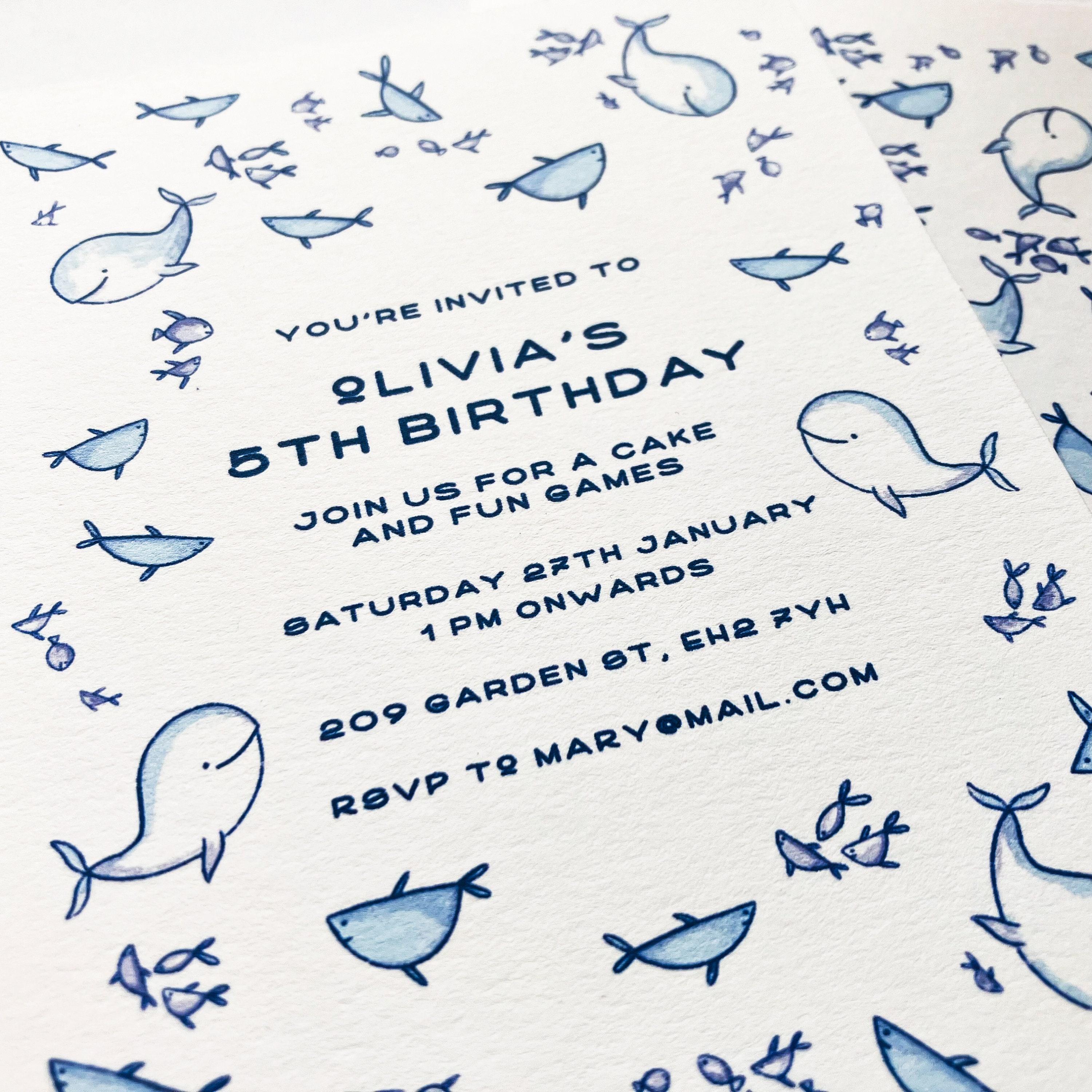 Personalised Birthday Party Invitation Pack Ocean Life, Hand-drawn Cute ...