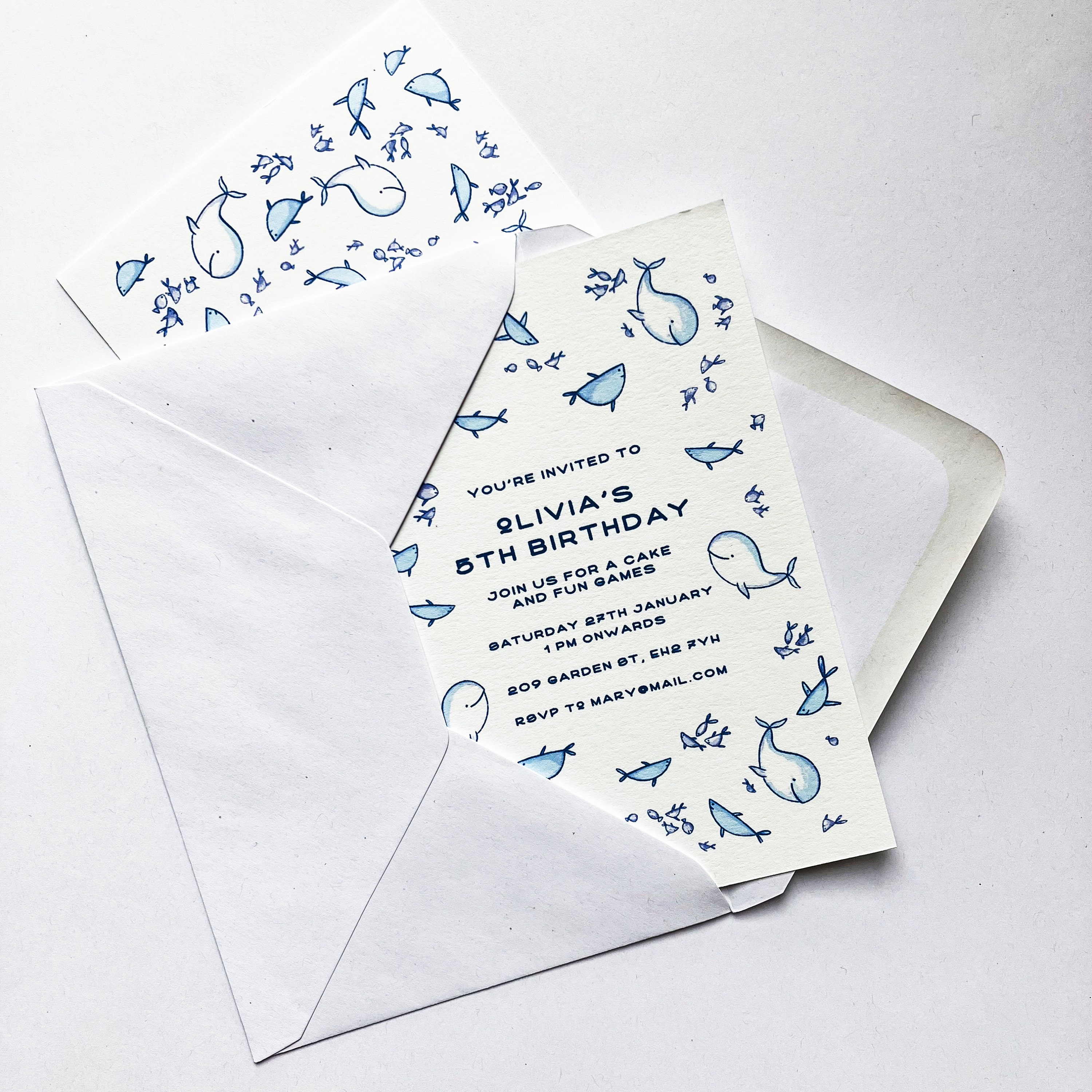 Personalised Birthday Party Invitation Pack Ocean Life, Hand-drawn Cute ...