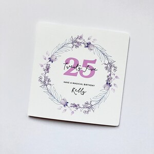 Personalised 25th Birthday Card for Her: Soft Watercolour Floral Wreath ...