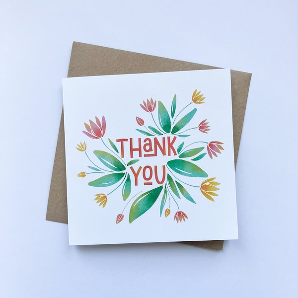 Hand Drawn Thank You Card - Etsy UK