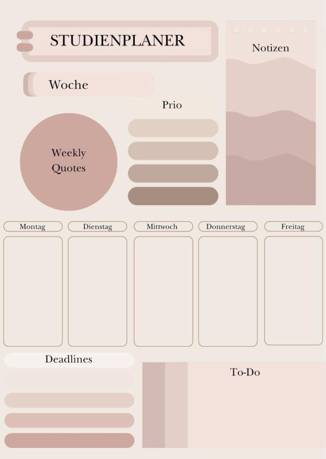 Weekly Study Planner – Studienplan Vorlage | Uni-Organisation | Canva ...