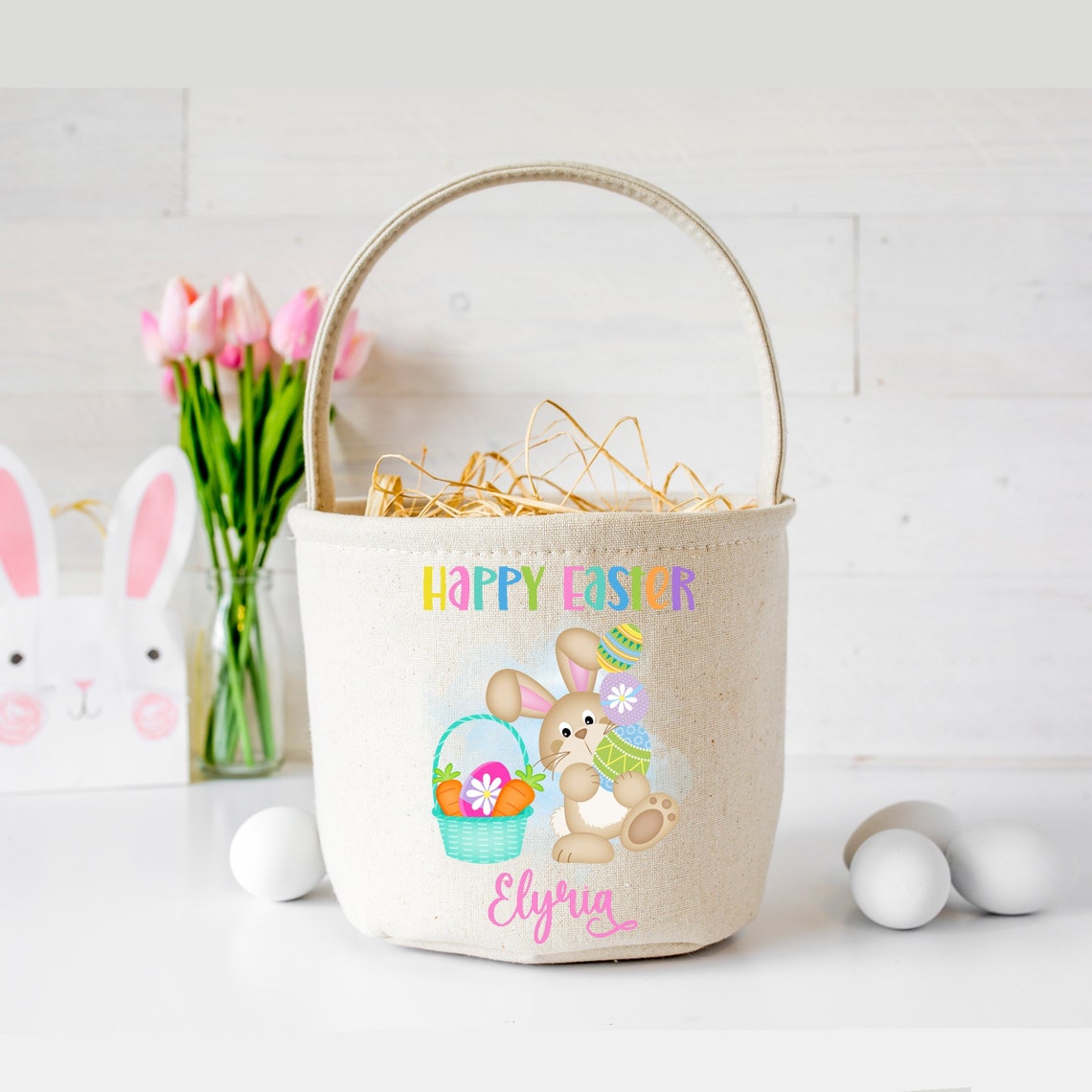 Easter Bunny Rabbit Tote Bag Basket Digital Design PNG INSTANT DOWNLOAD ...