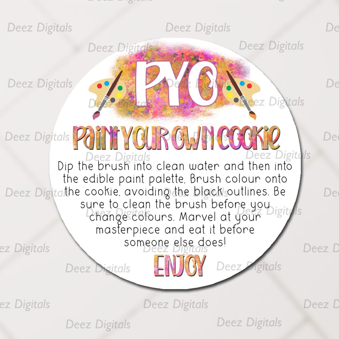 Paint Your Own PYO Cookie Printable Stickers or Tags - INSTANT DOWNLOAD ...