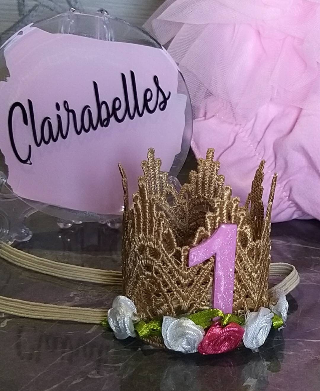 Gold 1st Birthday Lace Cake Smash Crown - Etsy