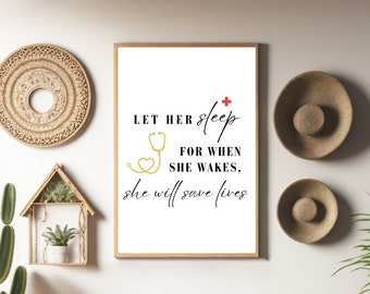 Let Her Work Nurse Doctor Office Art Print | Office Decor | Printable ...