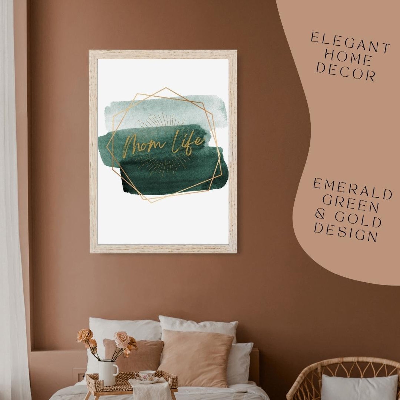 Mom Life Sign Watercolor Green Gold | Mom Art Print | Inspirational ...