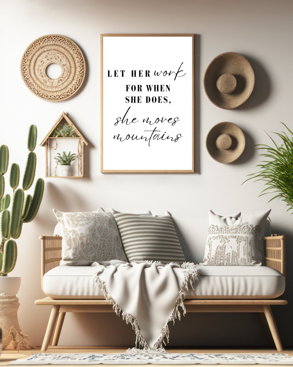 Let Her Work She Moves Mountains Art Print | Office Decor | Printable ...