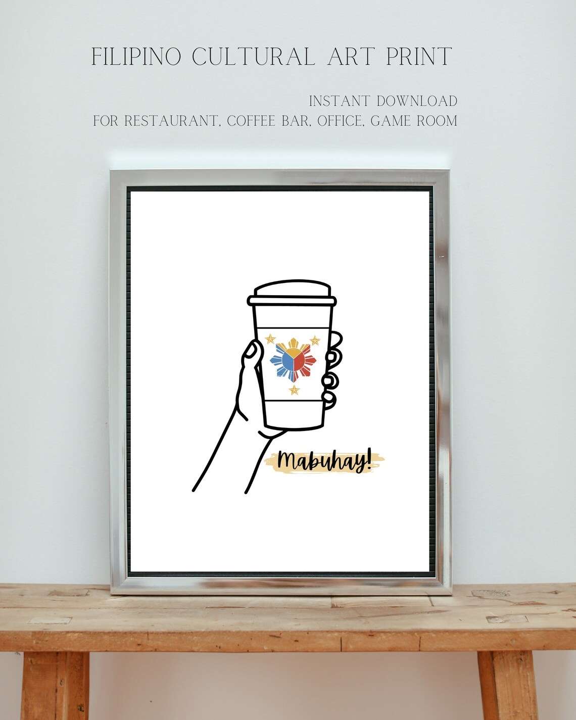 Filipino Coffee Cup Art Print Mabuhay Art Print Printable Wall Art ...