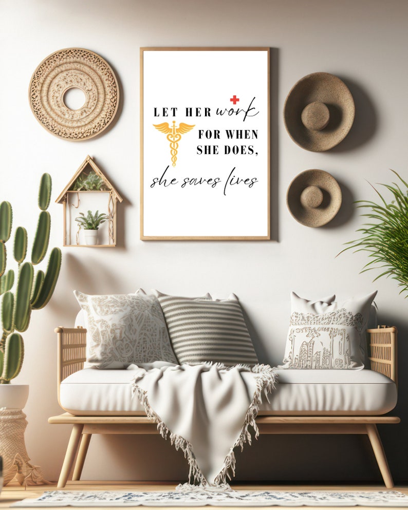 Let Her Work Nurse Doctor Office Art Print | Office Decor | Printable ...