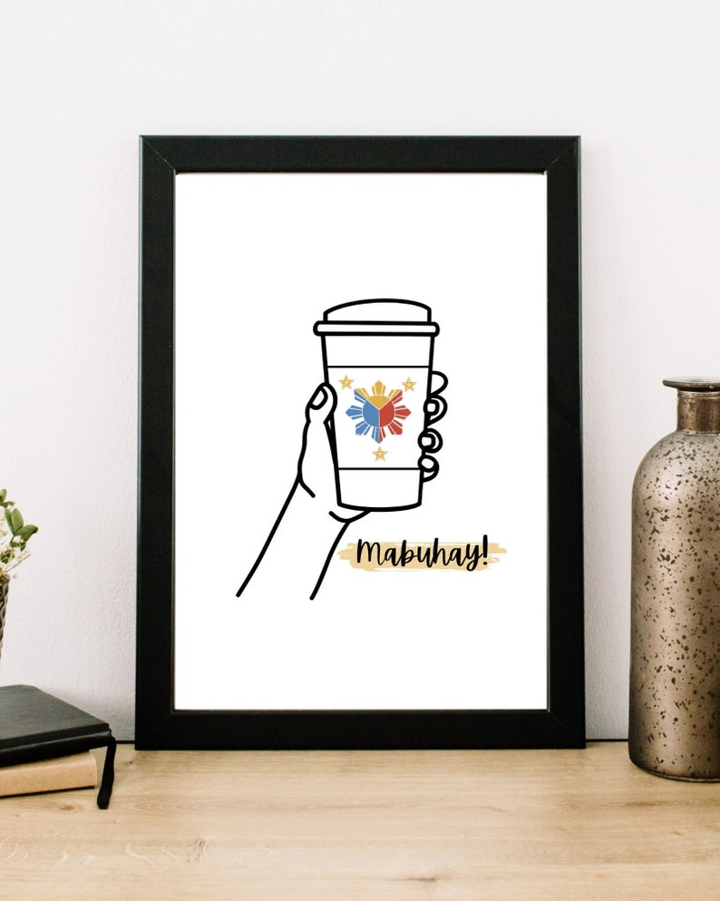 Filipino Coffee Cup Art Print Mabuhay Art Print Printable Wall Art ...