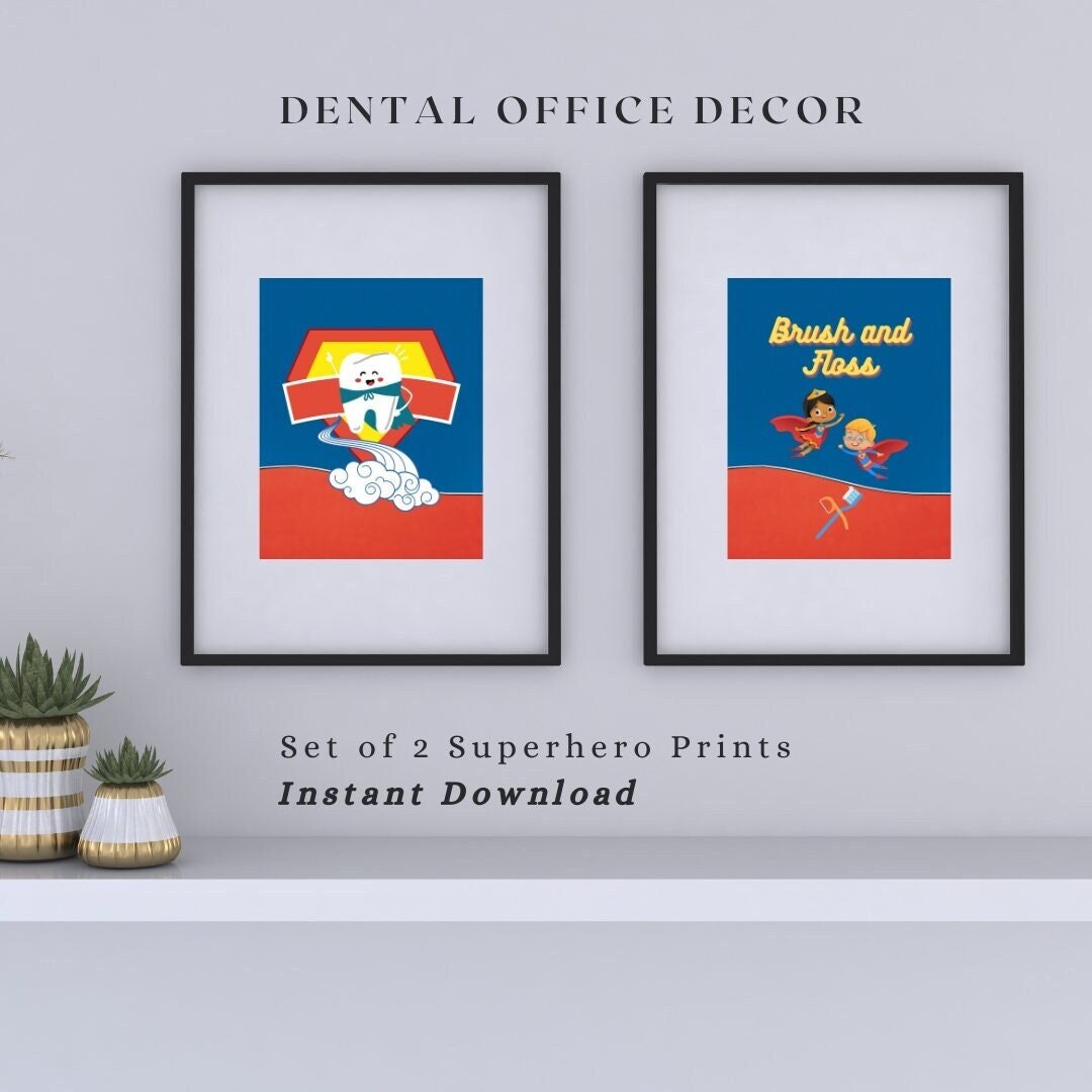 Superhero Dental Art Prints | Dentist Office or Kids Bathroom Printable ...