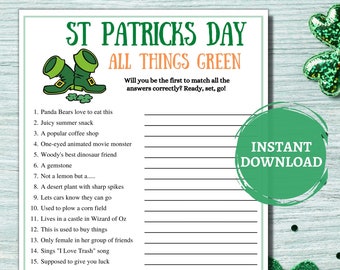 St Patricks Day All Things Green/ Trivia Game/printable St Patricks Day ...