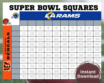 Super Bowl Squares Printable - Etsy