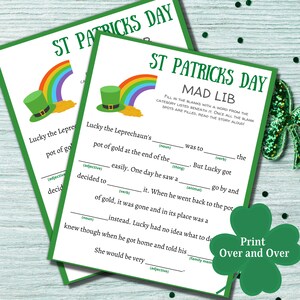 Printable St Patricks Day Mad Lib Game/fun St Patricks Day Games ...