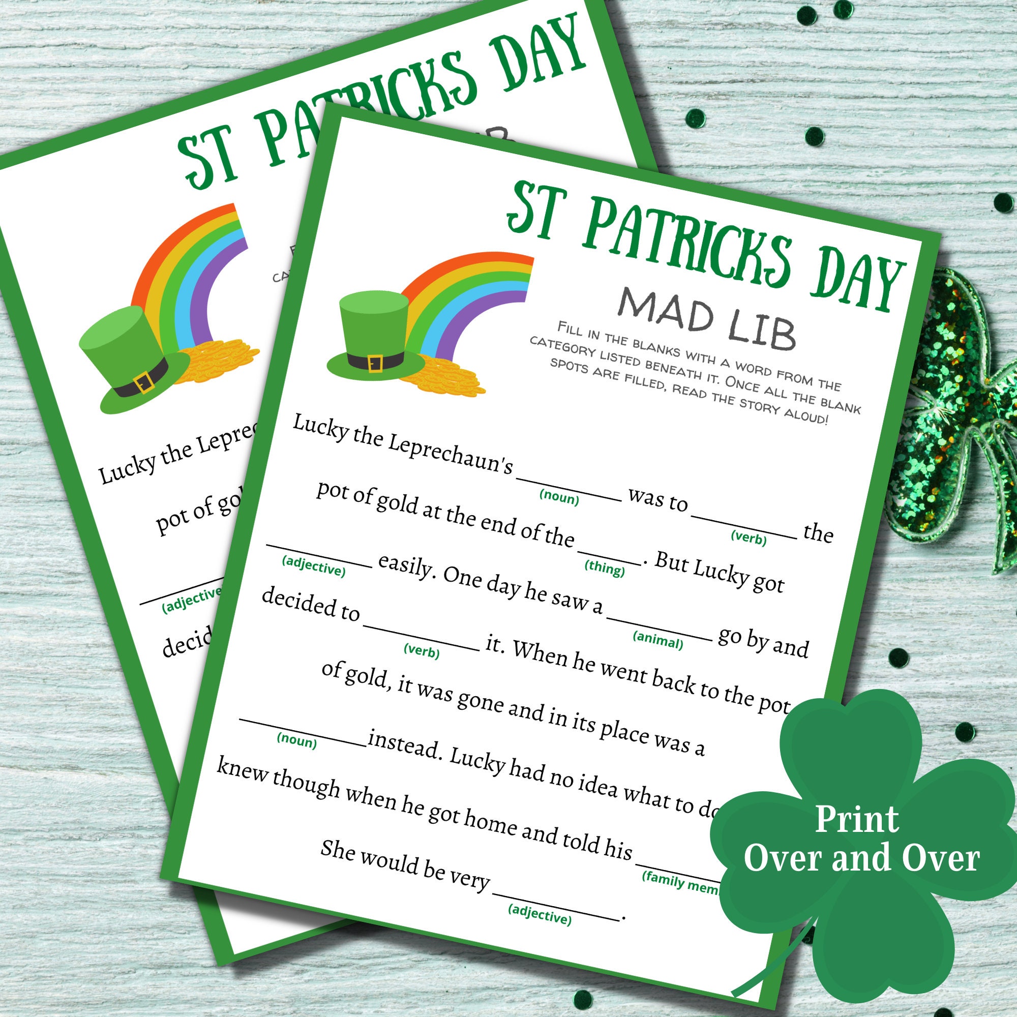 Printable St Patricks Day Mad Lib Game/fun St Patricks Day Games ...