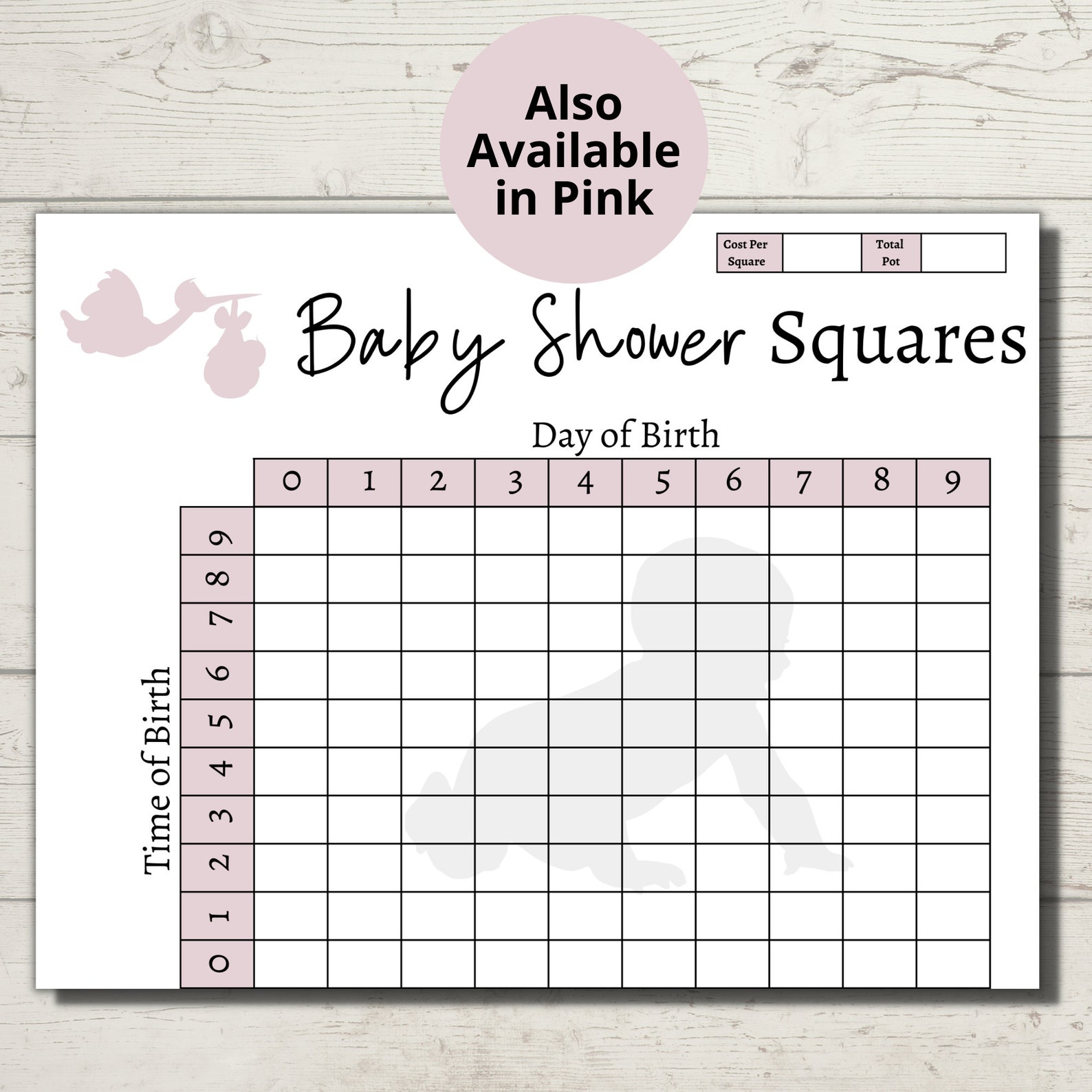 Printable Baby Shower Squares Games/baby Predictions/boy Baby Shower ...