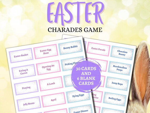 Easter Charades Game/easter Printable Party Games/easter Word | Etsy