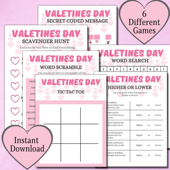 Printable Valentines Day Party Games Activities Bundle / | Etsy