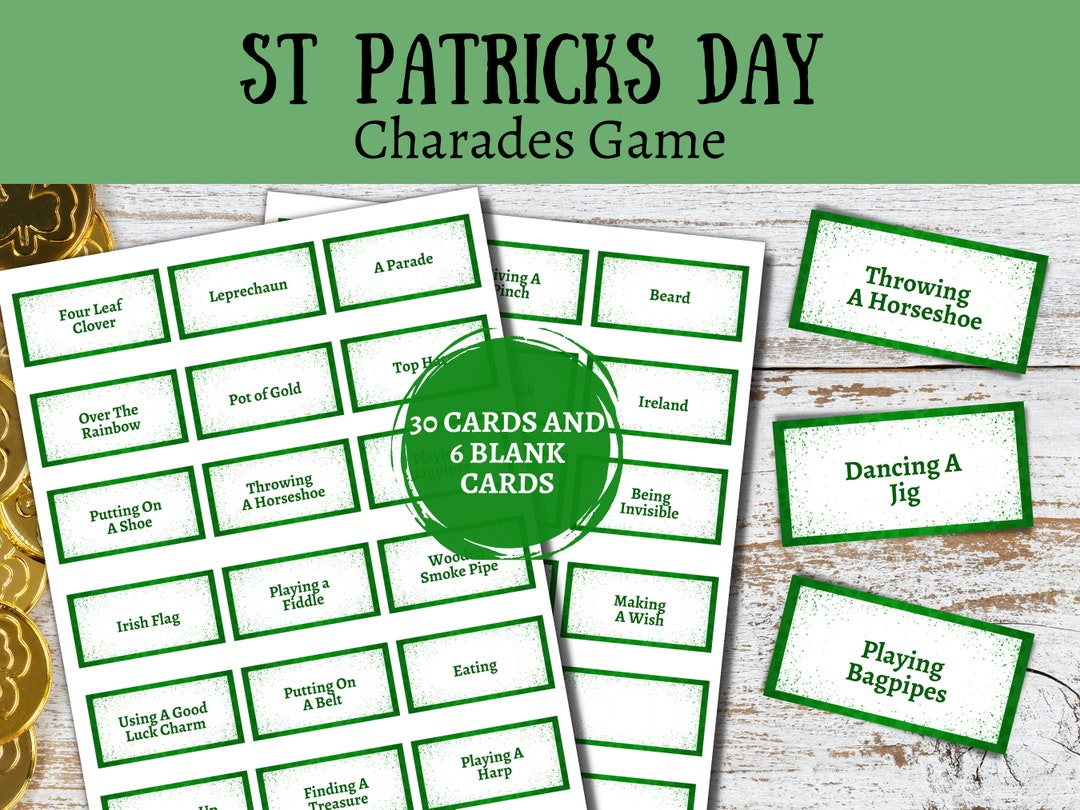 St Patrick's Day Charades Game/printable St Patrick's Day Games/fun St ...