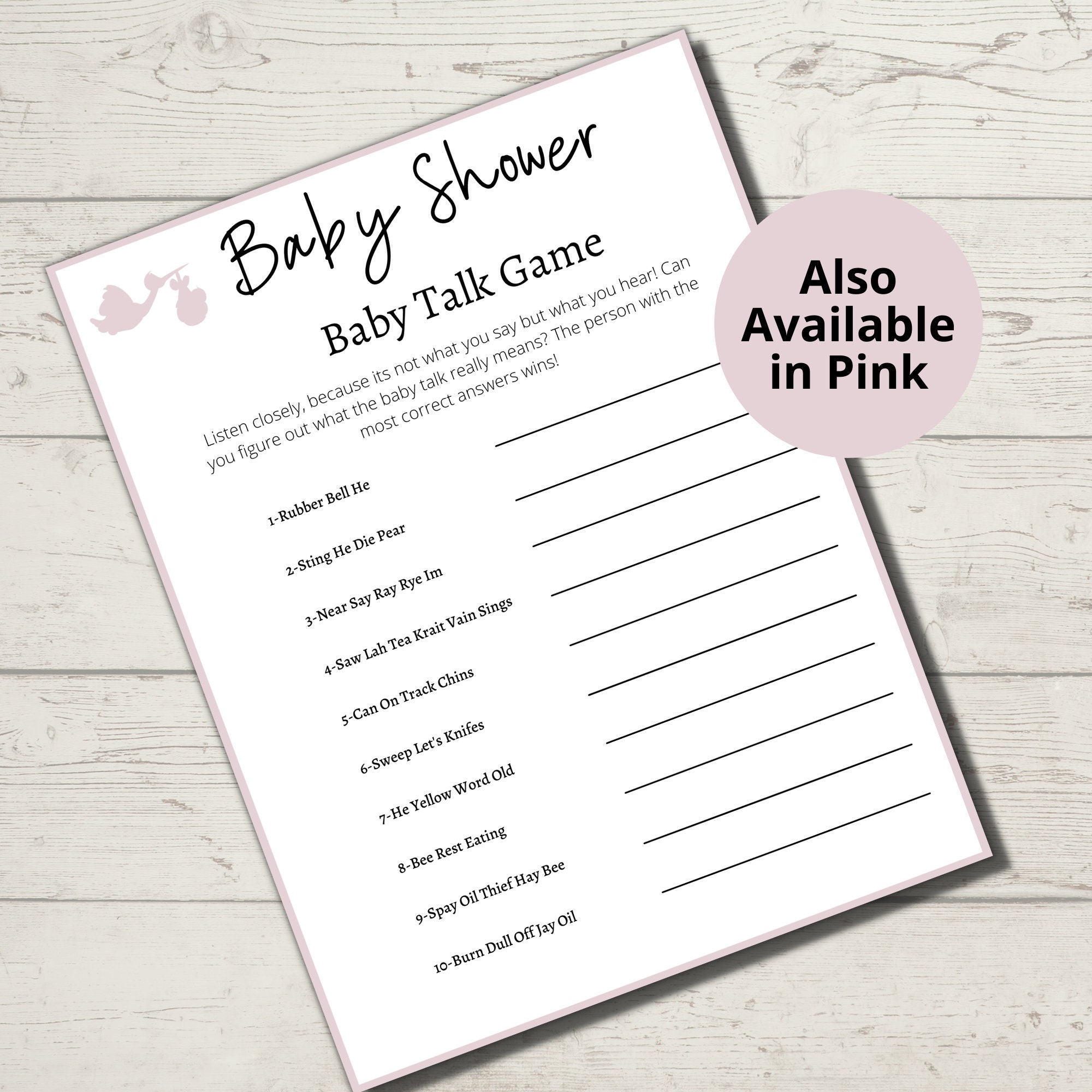 Baby Shower Printable Games/mad Gab/baby Talk/blue Baby Shower Games ...