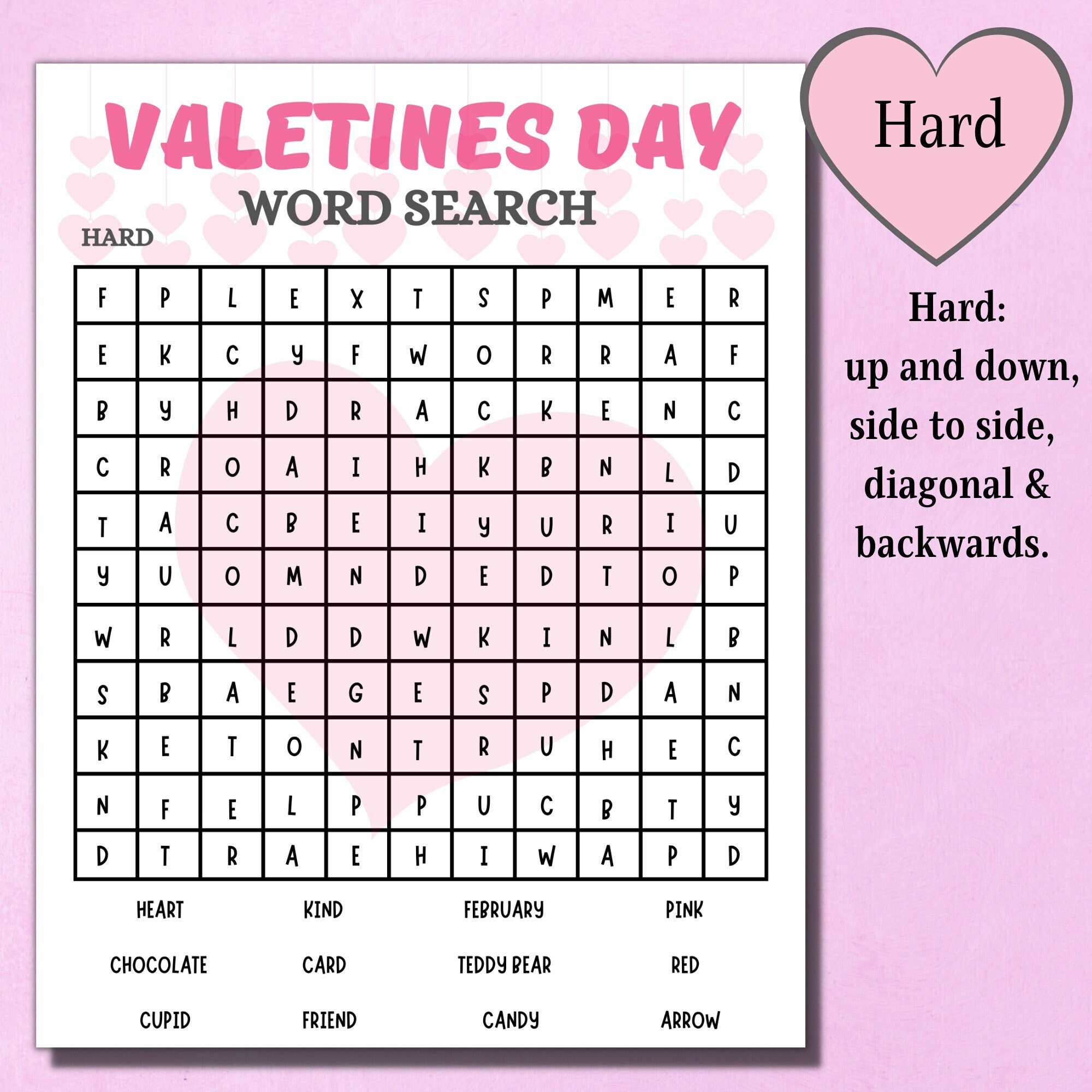 Hard Word Search For Kids