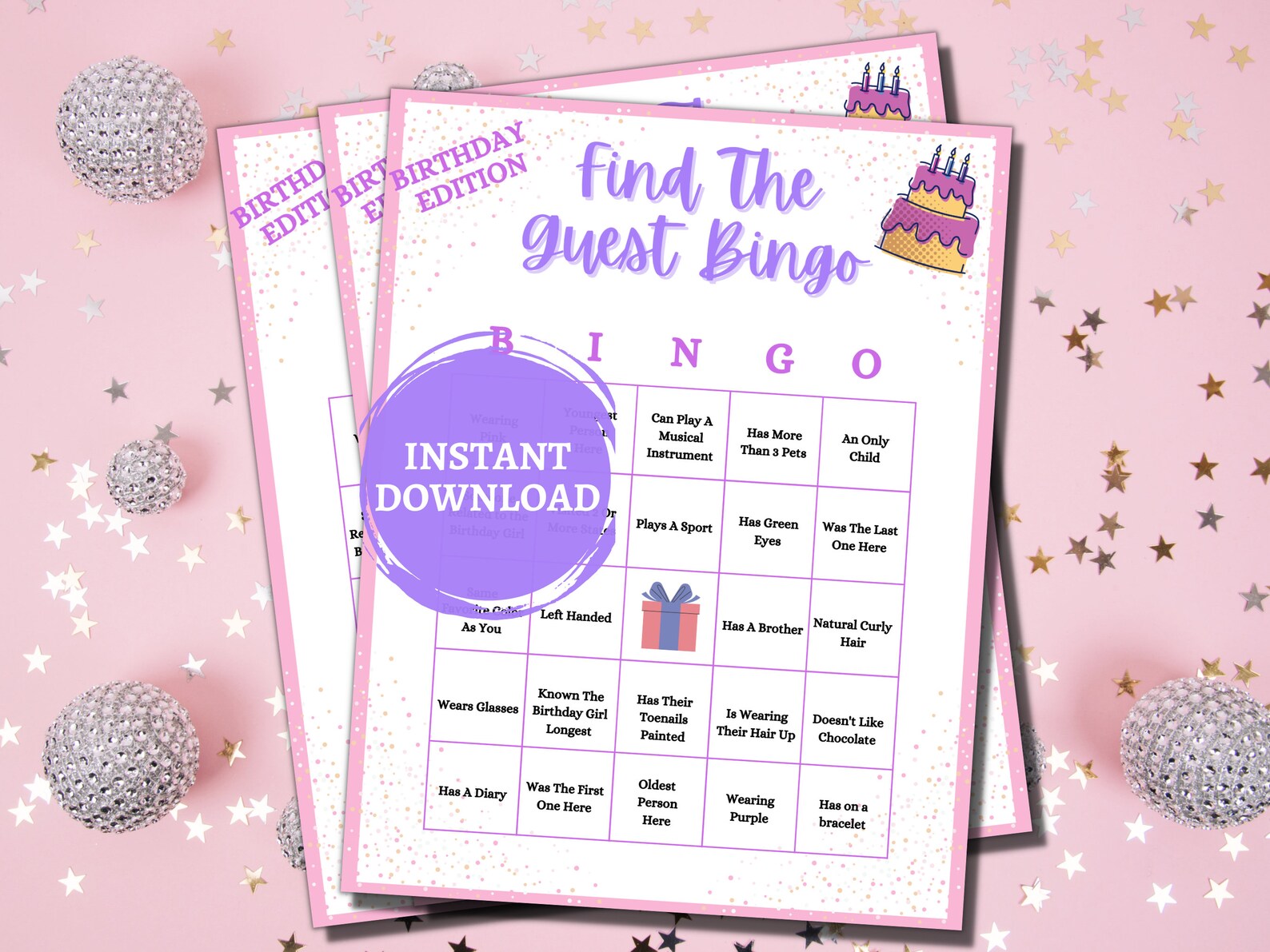 Teen Birthday Party Games/editable Find the Guest Bingo/girls Slumber ...
