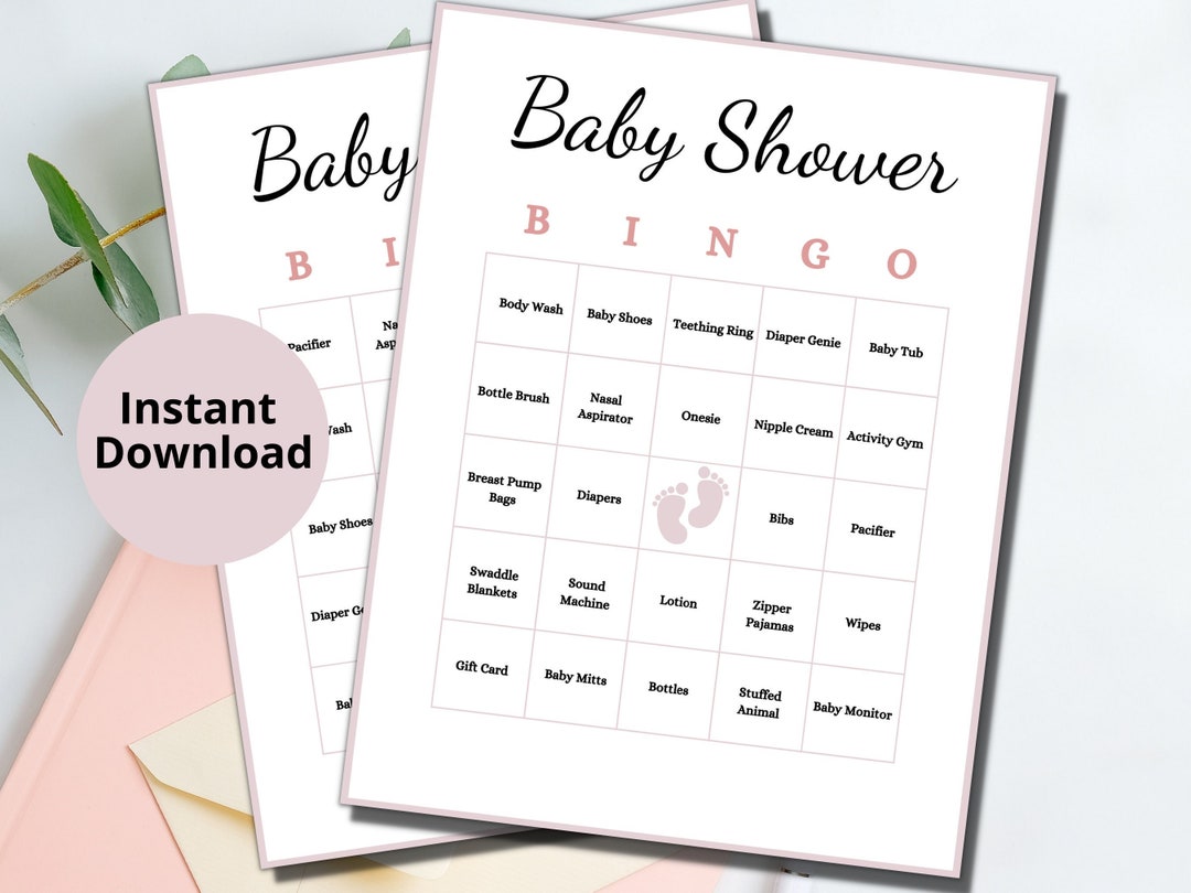 Baby Shower Bingo/girl Baby Shower Game/prefilled Baby Shower Bingo ...