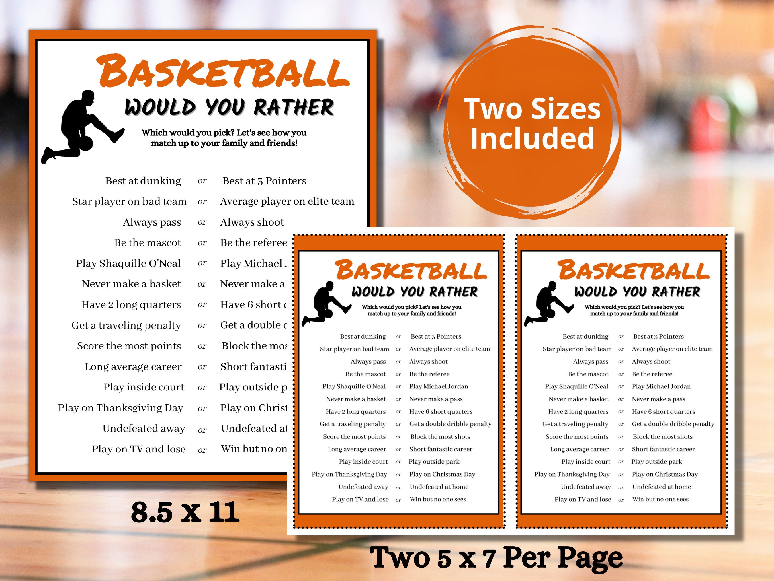 March Madness Would You Rather Printable Game/printable Basketball This ...