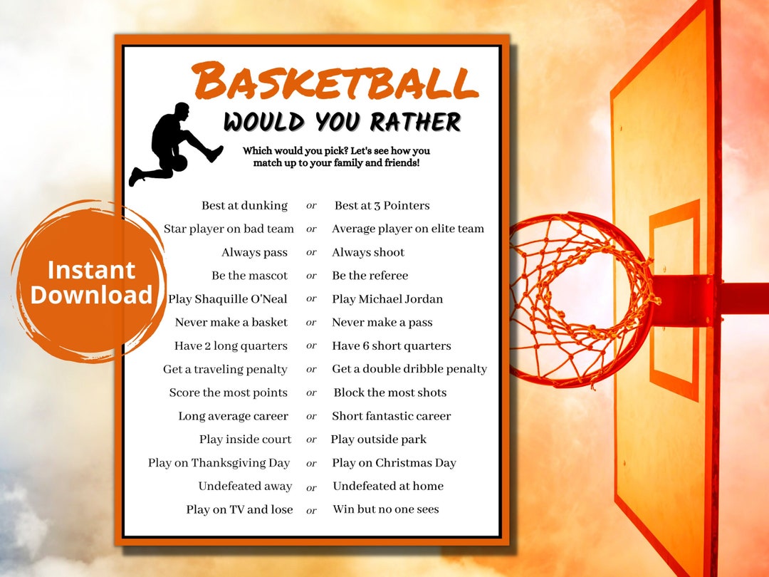 March Madness Would You Rather Printable Game/printable Basketball This ...
